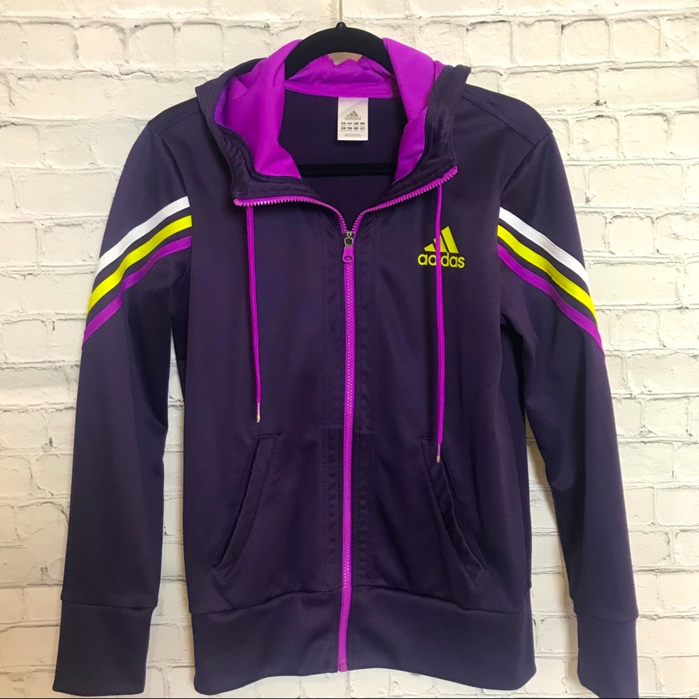 Adidas Zip Up Hoodie Dark Purple - Gem